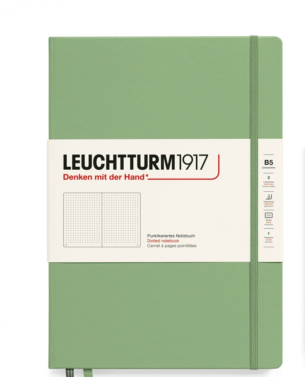 Книга для записей B5 109л тчк. "Composition" тв. обл, Зеленый Шалфей, Leuchtturm1917