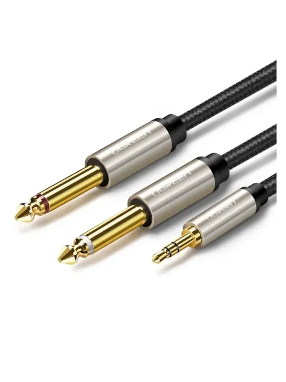 Кабель UGREEN AV126 10613_ 3.5mm TRS to Dual 6.35mm TS Audio Cable. Длина: 1м. Цвет: серый