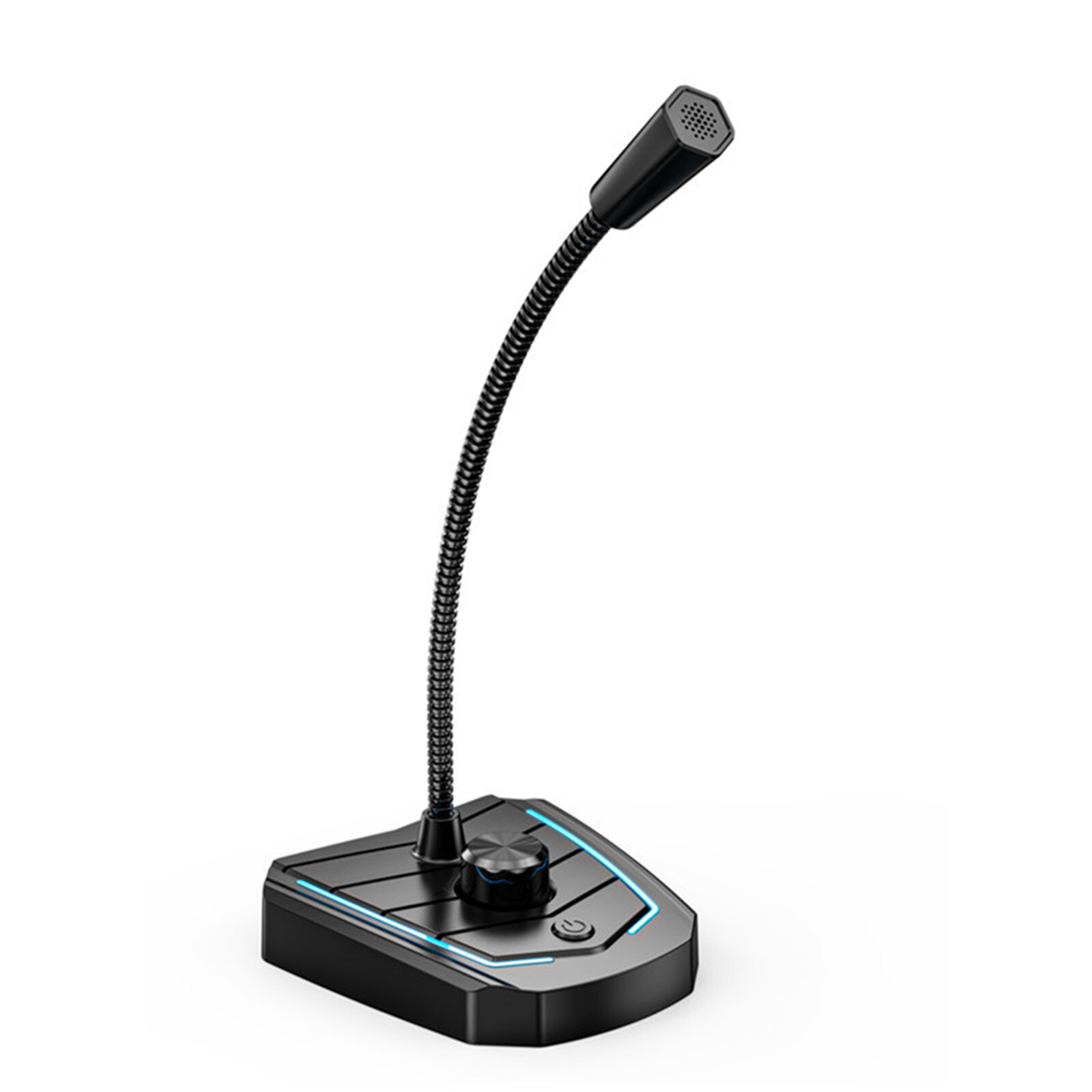 Микрофон USB для стола Plug & Play 360 градусов всесторонний с встроенным светодиодом и регулятором громкости Конденсаторный микрофон для записи, игр, чата Черный Металл USB SNR ≥50dB Длина кабеля 1.5 м Чувствительность -33±2dB (всесторонняя)