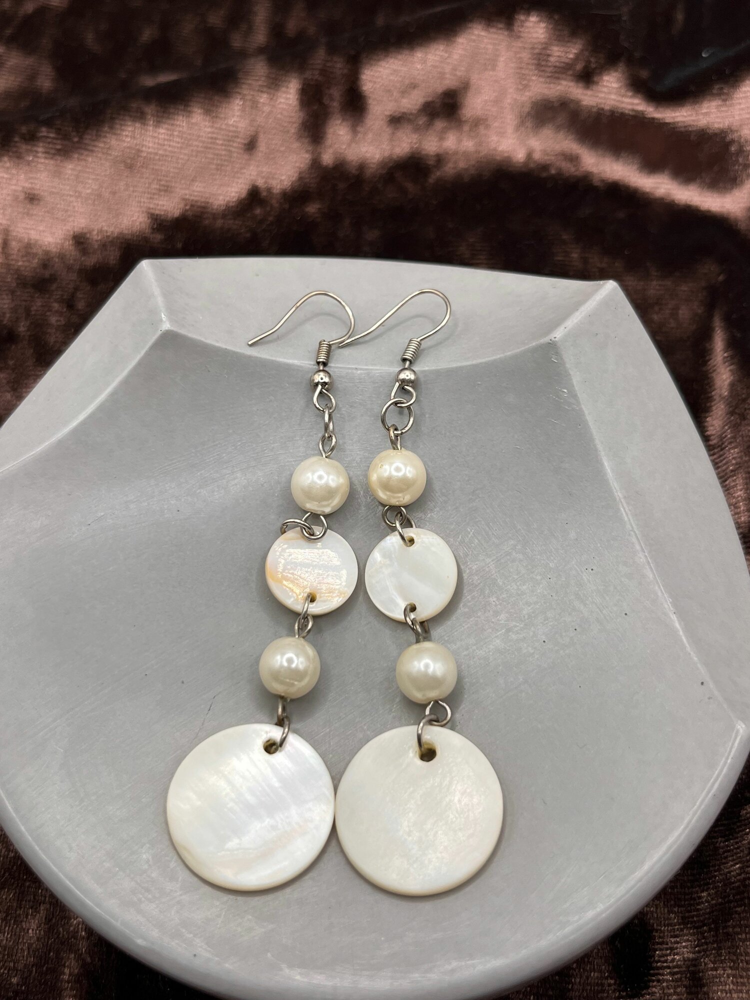 Серьги, жемчуг имитация, перламутр