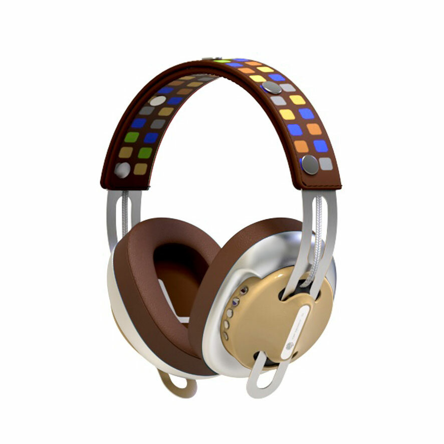 Гарнитура Bluetooth унисекс MONIXIBI Rainbow DIY, Desert Yellow-Starry Silver Face Cover-Magic Cubes Brown Headband
