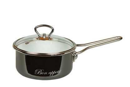 Ковш эмалированный с крышкой 1,5 л для плиты и индукции, Vitross