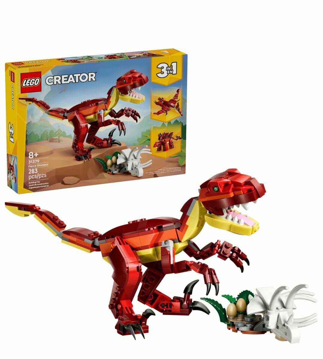 31379 пластиковый Конструктор Creator 31379 3 in 1 Fierce Dinosaur Свирепый динозавр 3 в 1