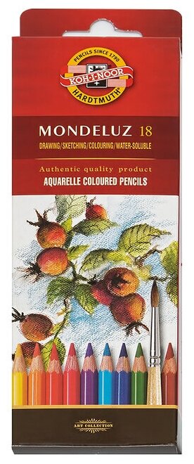 KOH-I-NOOR Hardtmuth набор акварельных карандашей 18 цветов заточенных в картонной коробке