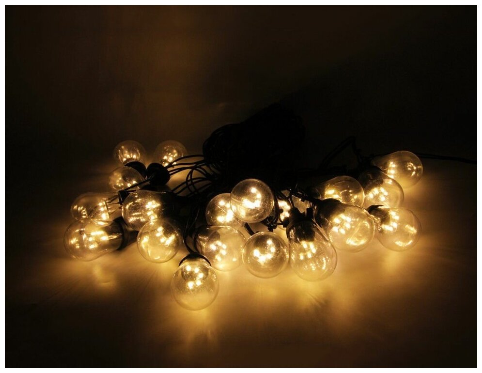 Гирлянда бахрома из лампочек Ламполайт 20 ламп с теплым белым светом, 10*0.3 м, черный ПВХ, соединяемая, IP65, Rich LED