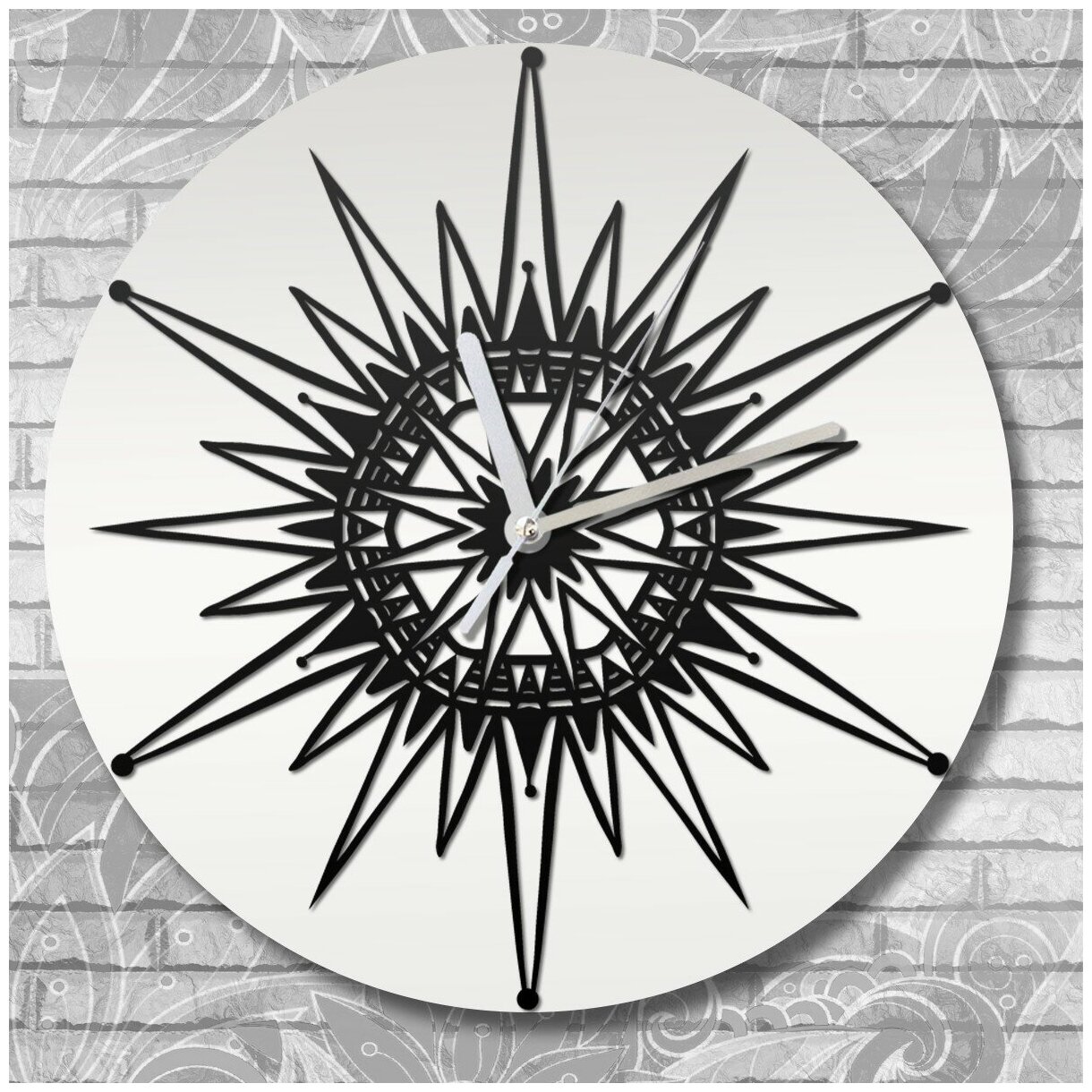 Настенные часы деревянные бесшумные звезда узор - 377