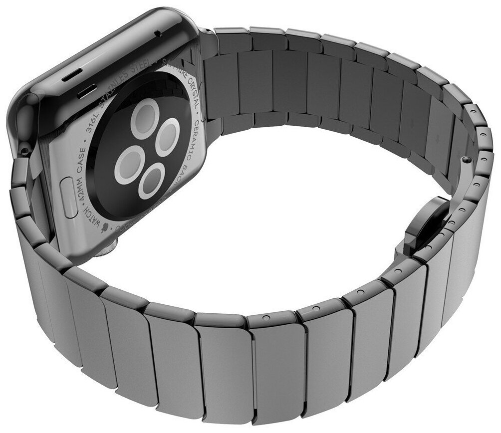 Сменный ремешок-браслет MyPads Inox Clip стальной железный металлический для Apple Watch 42mm умных смарт-часов из нержавеющей стали c одинарными.