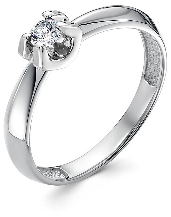 Кольцо помолвочное, белое золото, 585 проба, родирование, бриллиант