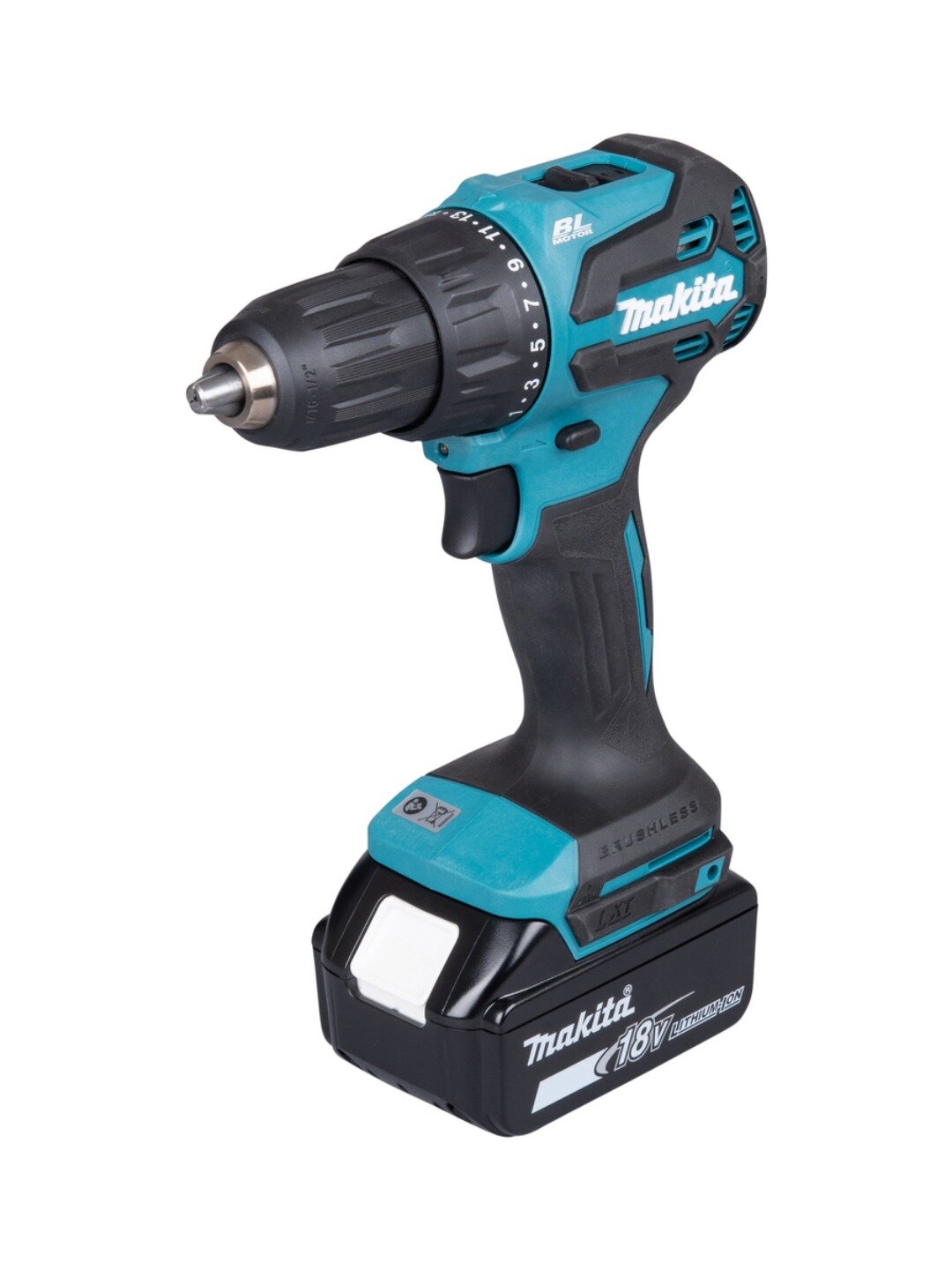 Дрель-шуруповёрт аккумуляторная ударная Makita DHP490SFJ, 18 В, 50 Н·м, патрон 1,5–13 мм