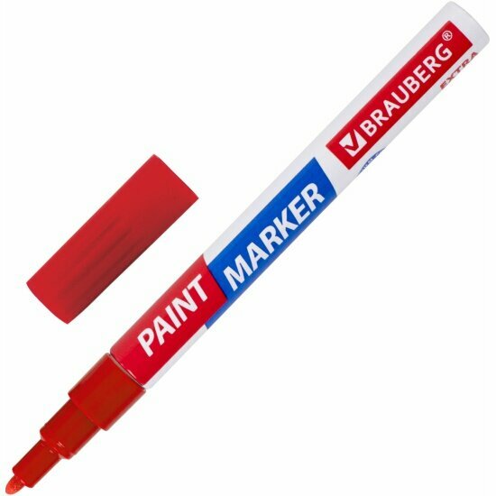 Маркер-краска Brauberg лаковый EXTRA (paint marker) 2 мм, красный, улучшенная нитро-основа,