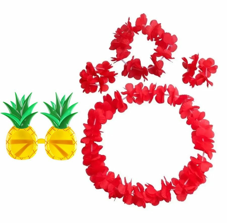 Гавайский набор: Гавайское ожерелье и очки Ананас