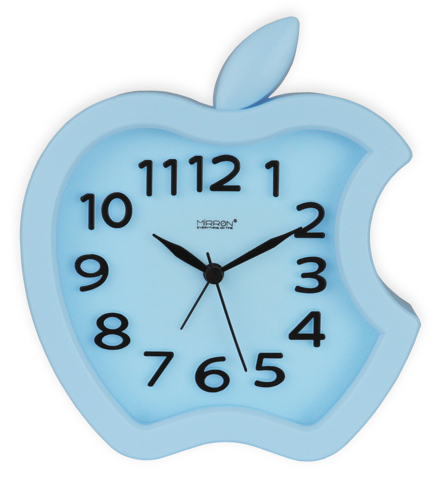 Голубой большой будильник MIRRON 3215B Г в форме яблока/ В спальню/ в детскую/часы в виде яблока/часы-будильник детские