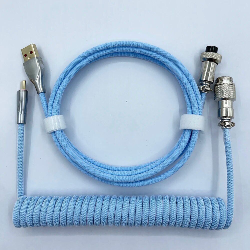 Спиральный кабель для клавиатуры Sky Blue Type-C на USB