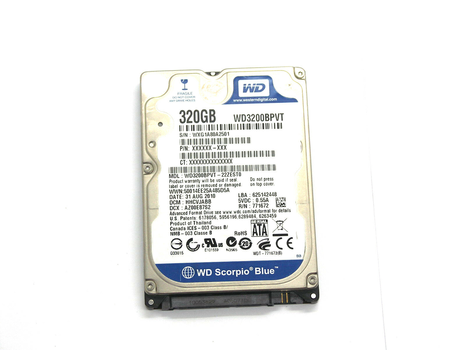 Жесткий диск 2,5" 320 GB WD WD3200BPVT SATA