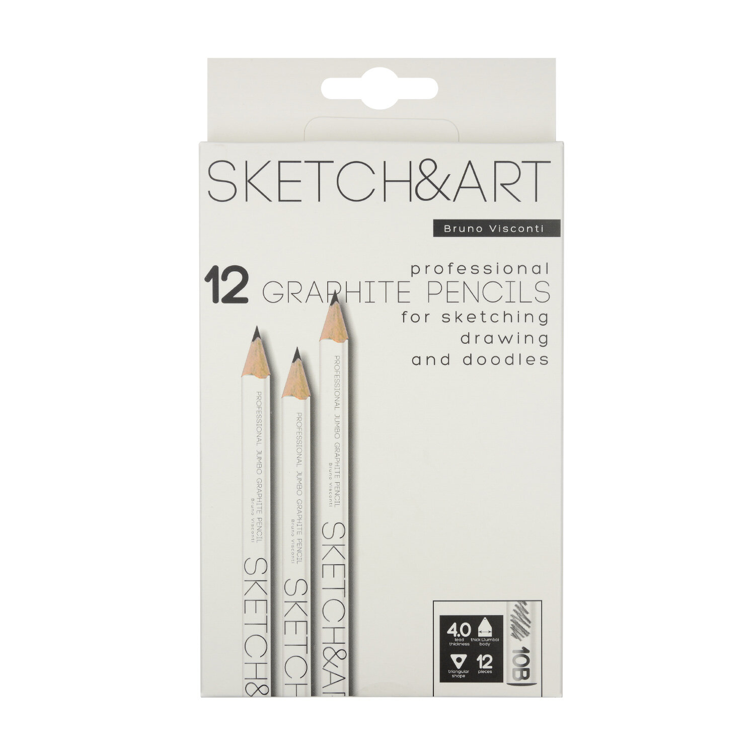 Карандаш чернографитовый "Sketch&Art. Jumbo" 10В, 4 MM Набор 12 шт.