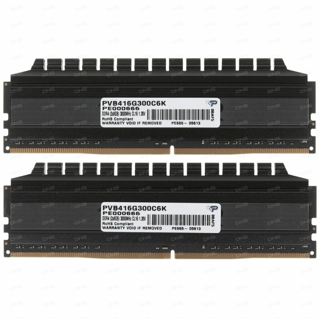 Оперативная память Patriot Memory Viper 4 Blackout (PVB416G300C6K) DIMM DDR4 16 ГБ - 2 шт, 3000 МГц