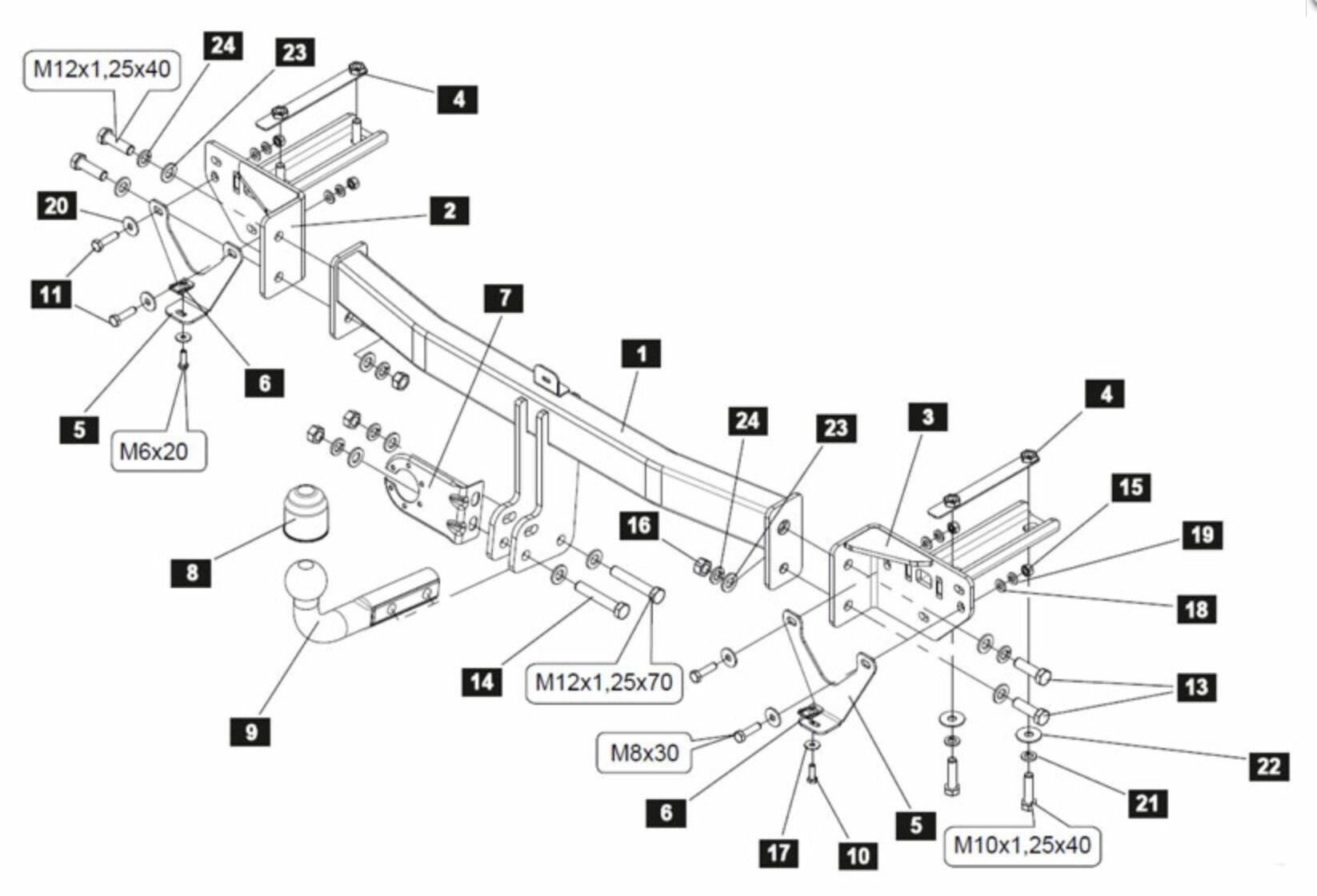 Фаркоп Sheriff для Chery Tiggo 8 2020 (паспорт и сертификат в комплекте)(без электрики)арт.4780.12