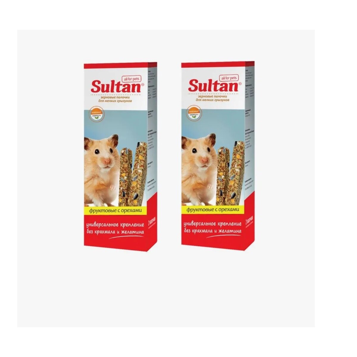 Sultan Лакомство для мелких грызунов Зерновые палочки фруктовые с орехами 2шт (2 упаковки)