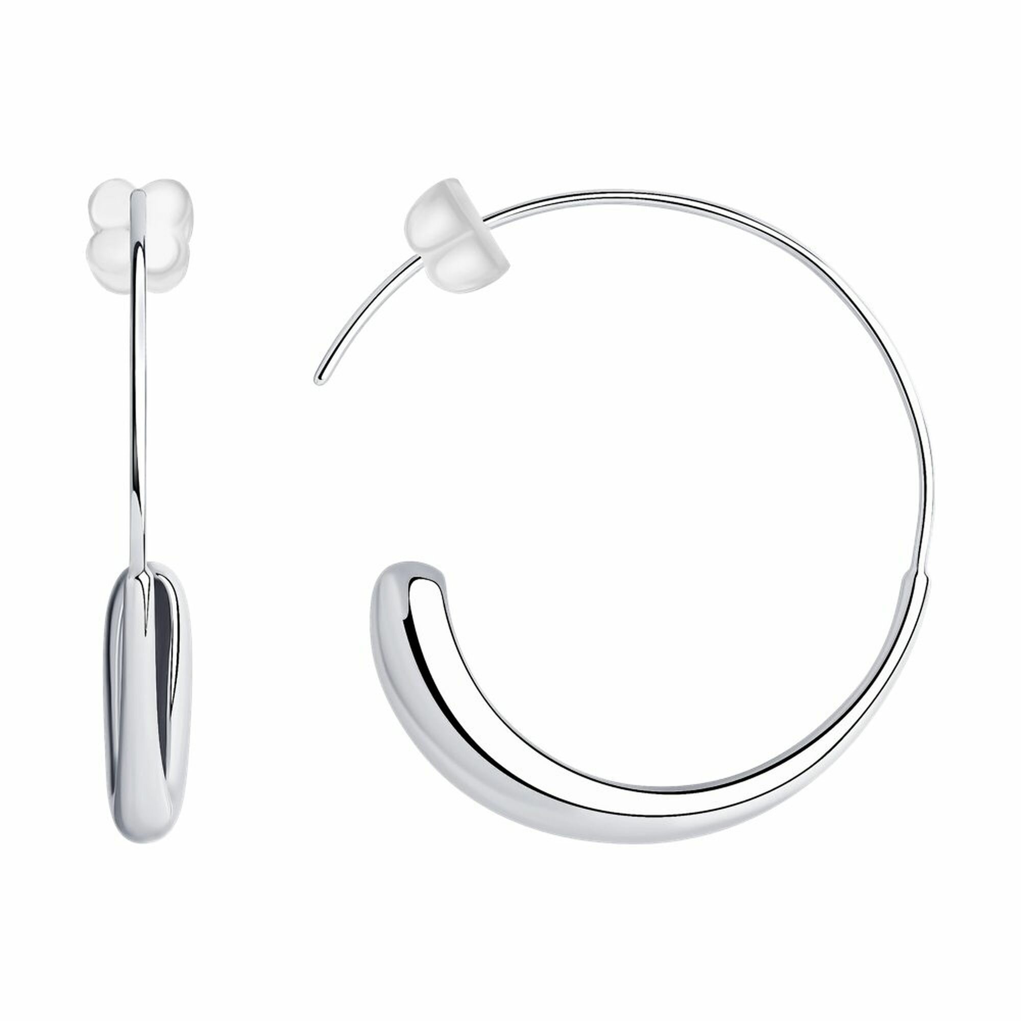 Серьги пусеты, серебро, 925 проба, родирование