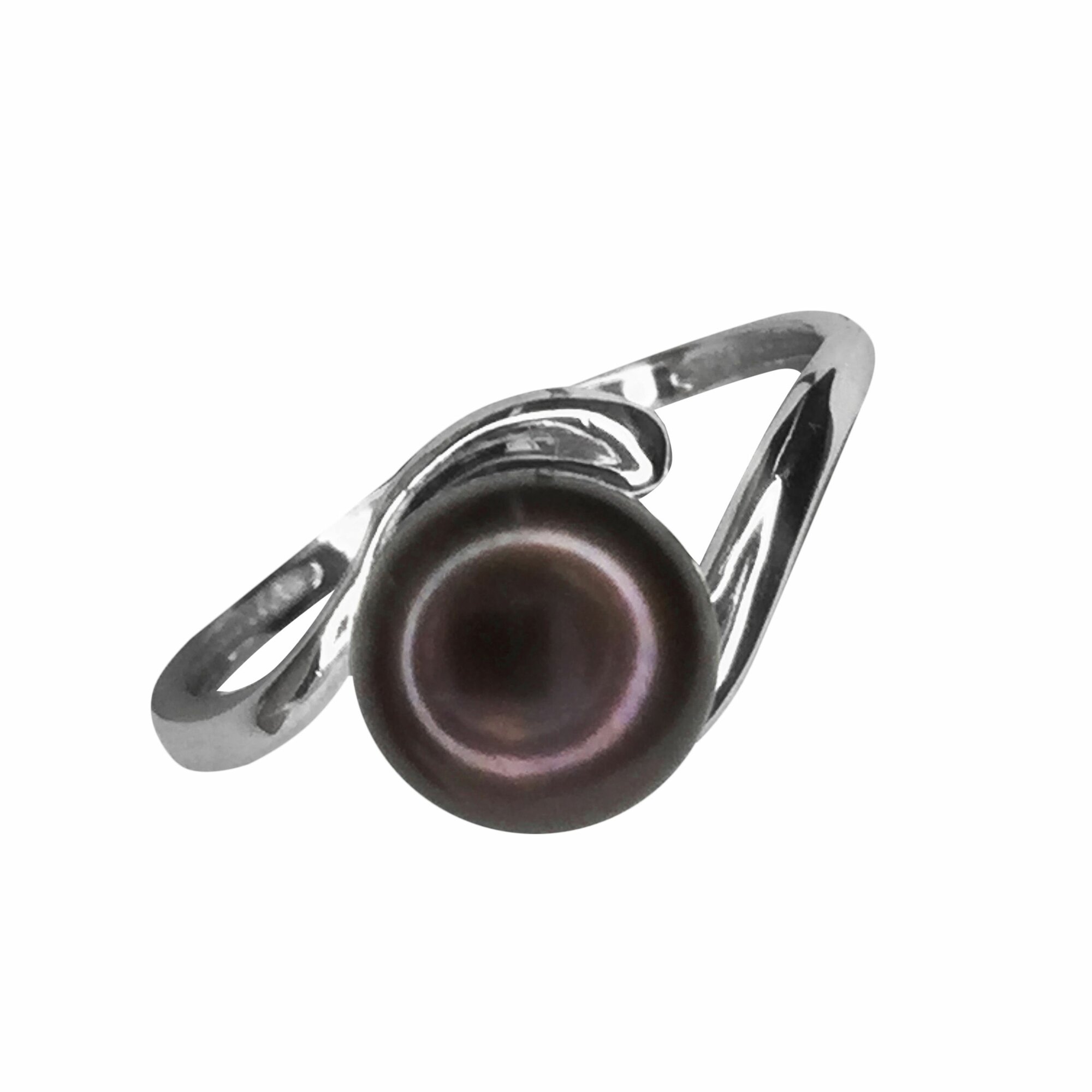 Кольцо тонкое, серебро, 925 проба, родирование, жемчуг