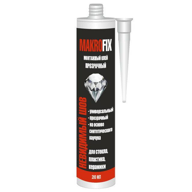 Клей монтажный MAKROFIX, универсальный, каучуковый, прозрачный, 280 мл