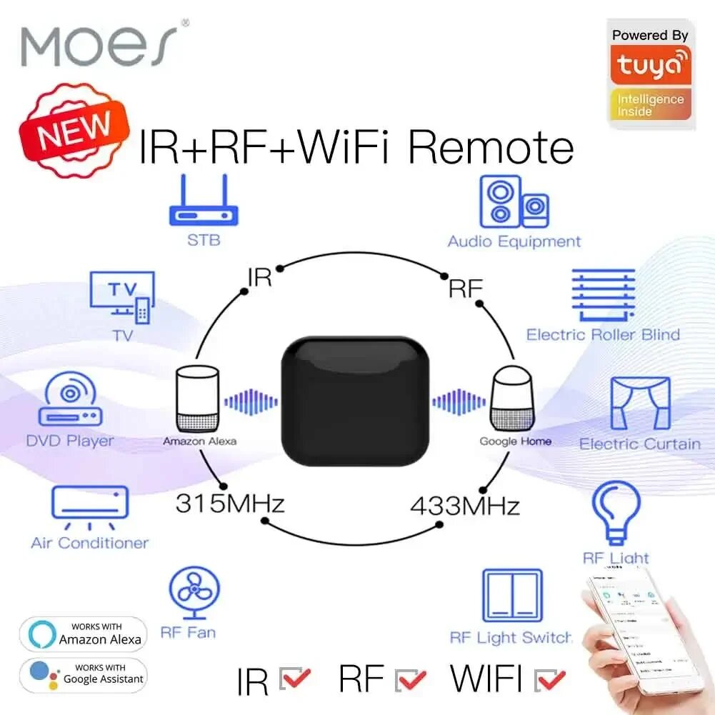 MOES WiFi RF IR Универсальный пульт дистанционного управления