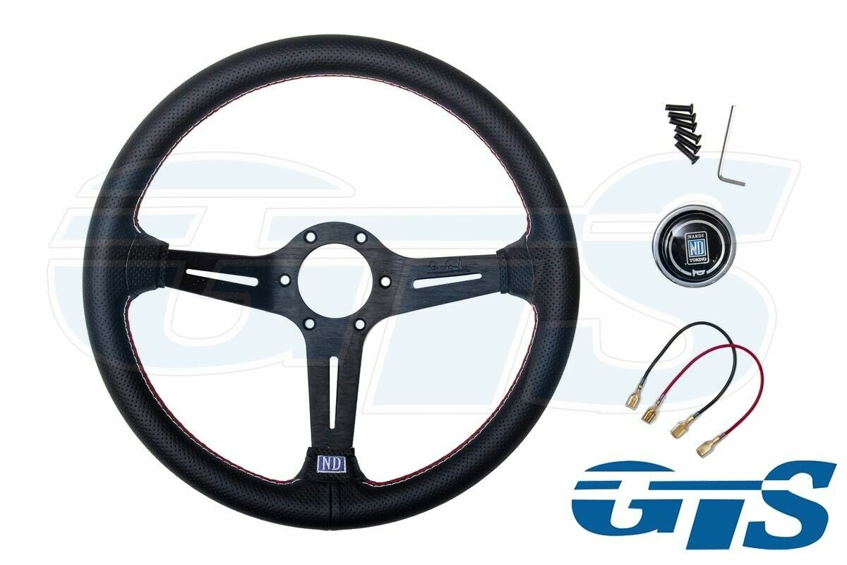 Руль NARDI черный, кожа (нить красная, форма Т у ступицы ) GTS ES-01701