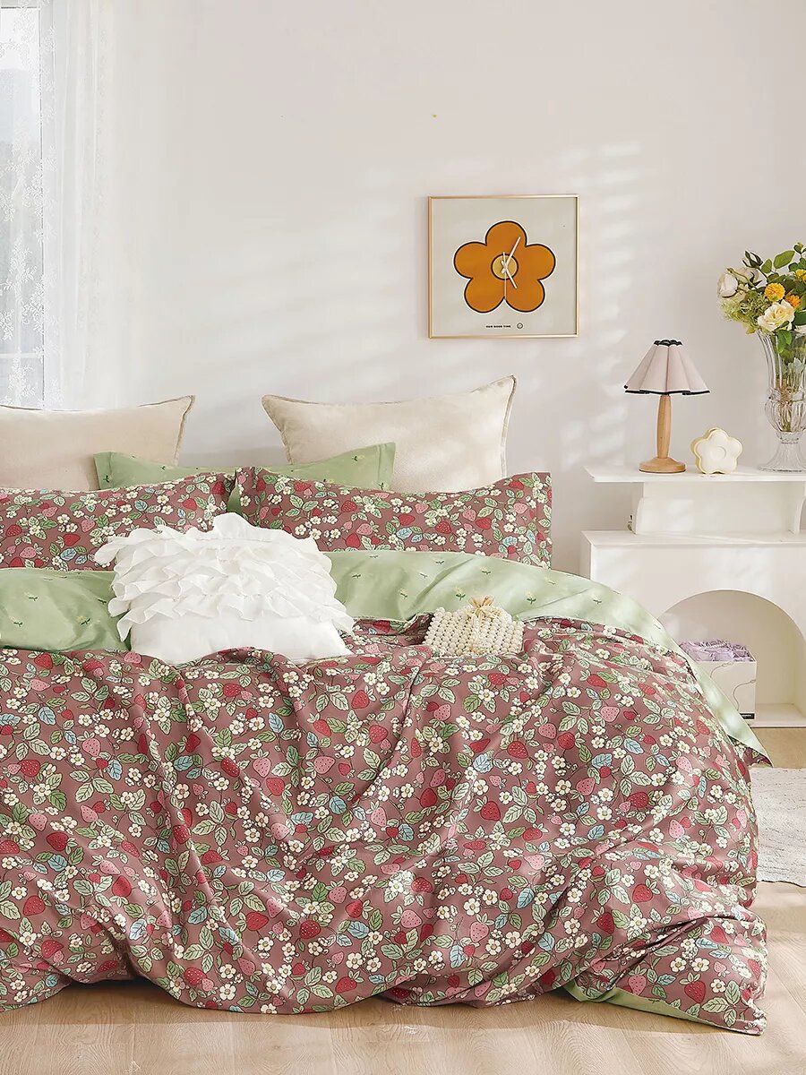 Постельное белье евро 4 наволочки хлопок Twill