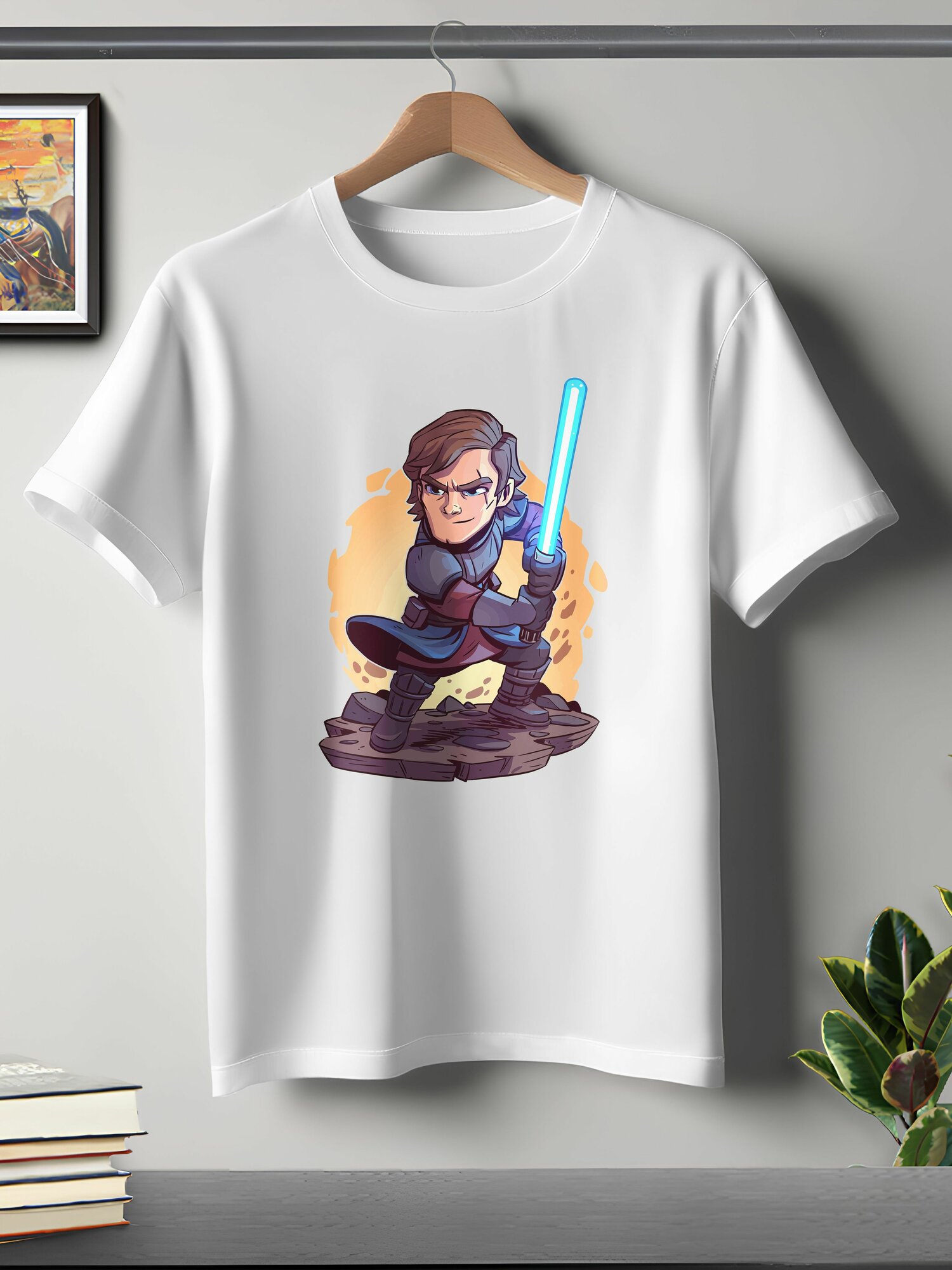 Футболка ONEQ унисекс 46-48 (M) размер с принтом Энакин Скайуокер, белая