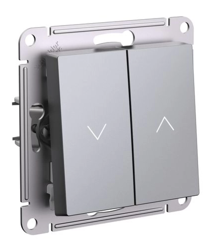 Выключатель для жалюзи Systeme Electric / Систем Электрик AtlasDesign двухклавишный схема 4, механический из ABS-пластика, сталь, 71×71×40мм, 250В 10А, IP20 / электрика
