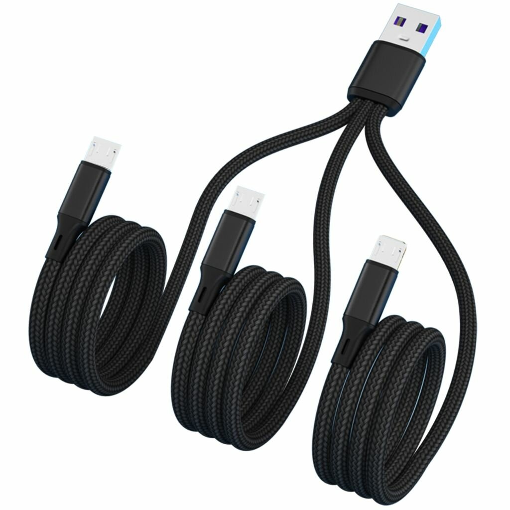 USB2.0 Type-A папа на 3 разъема для зарядки Micro USB, зарядный кабель, адаптер разветвителя питания, шнур в 1