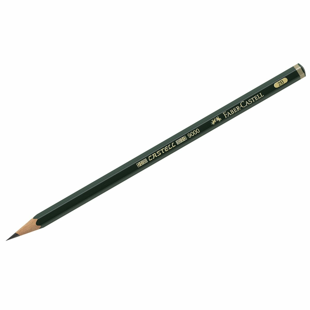 Карандаш чернографитный Faber-Castell 9000 (2B, заточенный, без ластика) (119002), 12шт.