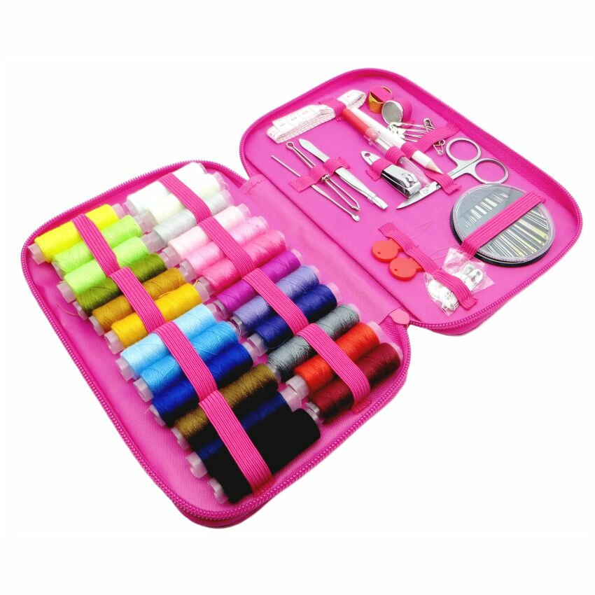 Набор швейный Crafty Tailor розовый 24 катушки ниток, 52 аксессуара