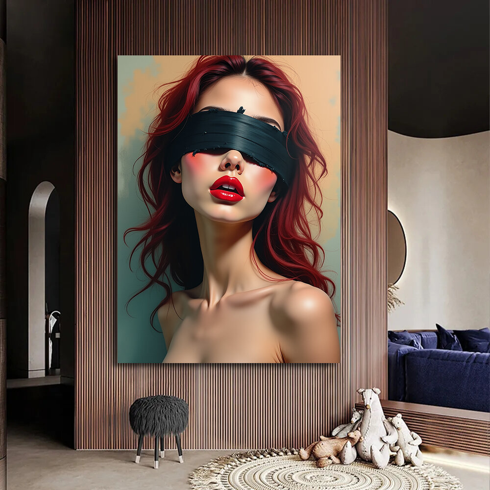 Девушка с закрытыми глазами / яркий поп арт, картина в спальню / на стену, 20х30 см.