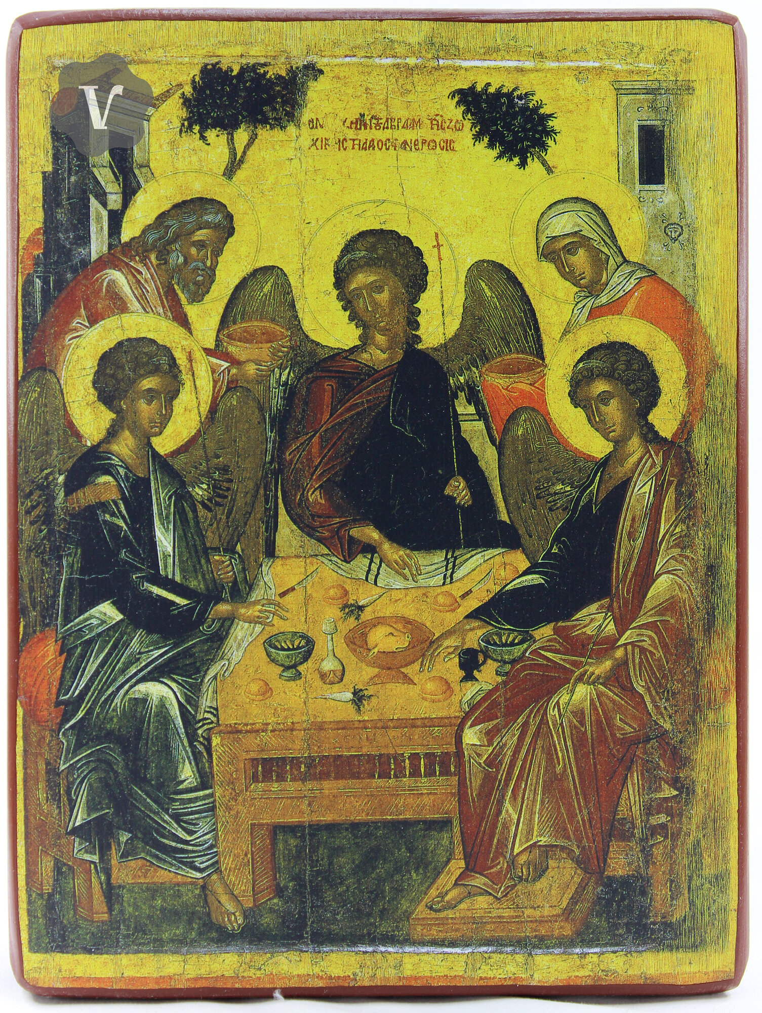 Православная Икона Троица (ветхозаветная), левкас, ручная работа (Art.1240М)