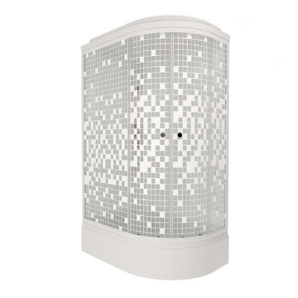 Тритон ДК "Коралл 120*80 B" лев,1/4 круга, сред. под, Белый, Мозайка ДН4(6мест)+сифон D50мм МОДИФИКАЦИЯ1