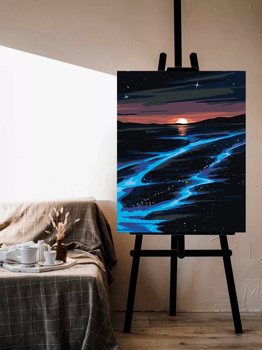 Картина по номерам Ночной Пейзаж Море Ночь Безконечность