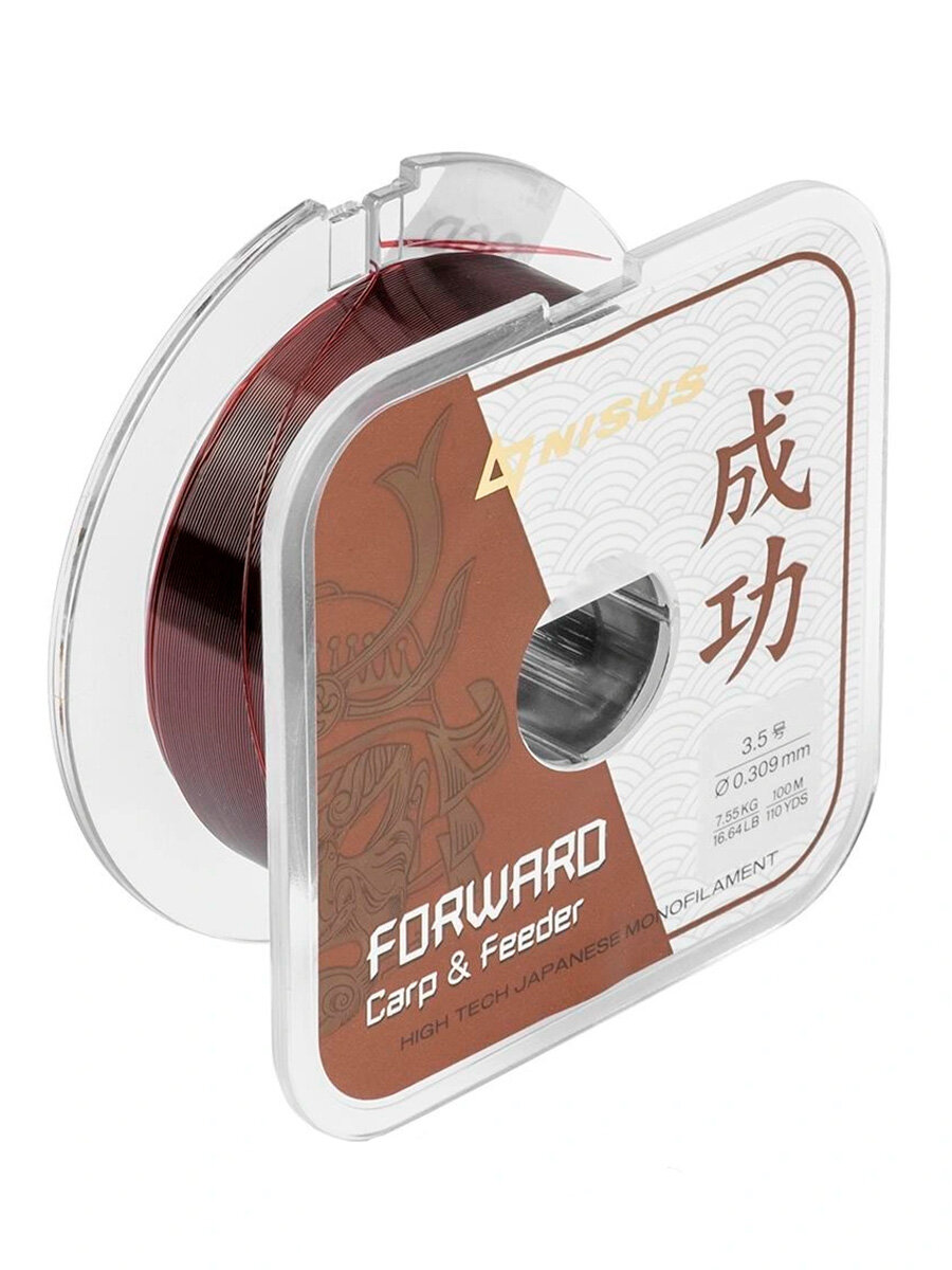 Леска для рыбалки Nisus FORWARD Carp & Feeder brown Nylon 0,309mm (N-FСF-0309-100) 10 штук по 100 м