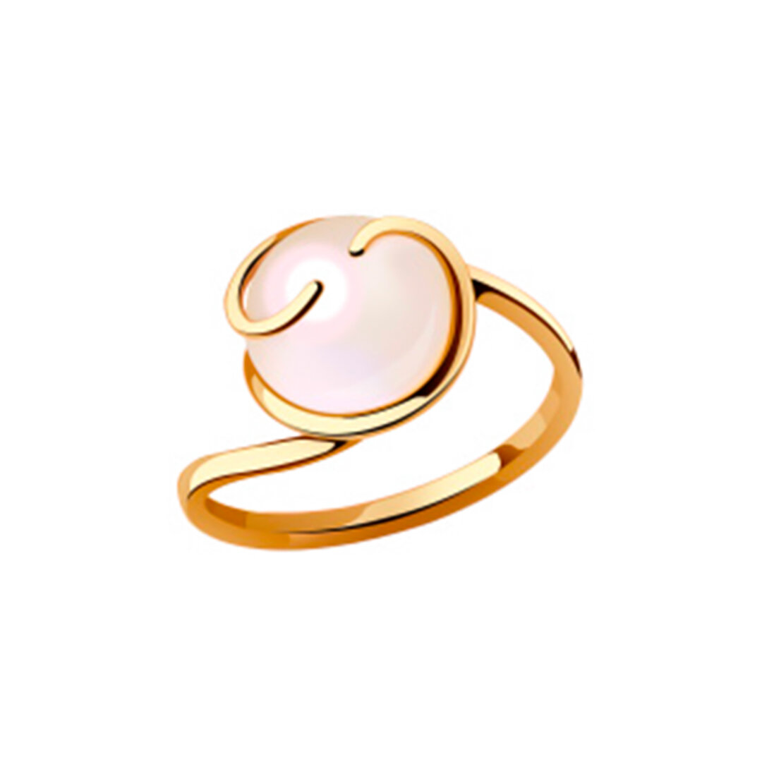 Перстень, красное золото, 585 проба, жемчуг имитация