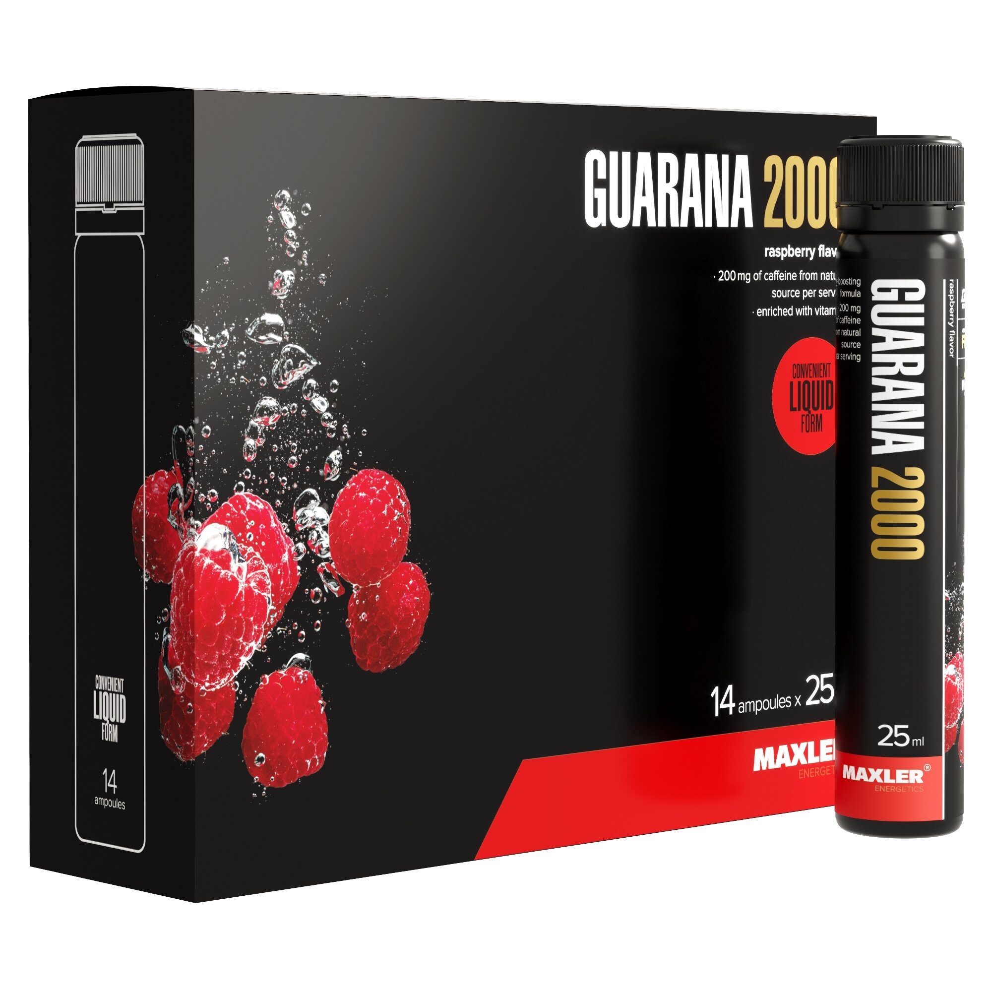 Спортивный жиросжигатель на основе экстракта Guarana 2000 - 14 амп. 25 мл (Maxler) Малина