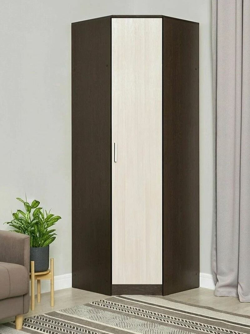 Шкаф Эко Венге/Лоредо ЛДСП угловой, с полками, штангой, для вещей, белья, 760/760х2200х487 Эра