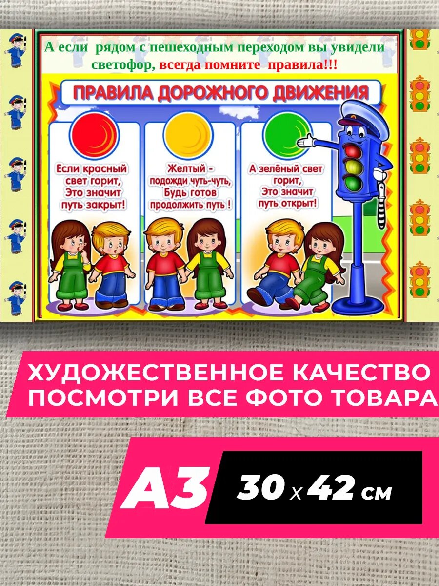 Плакат правила дорожного движения на стену A3