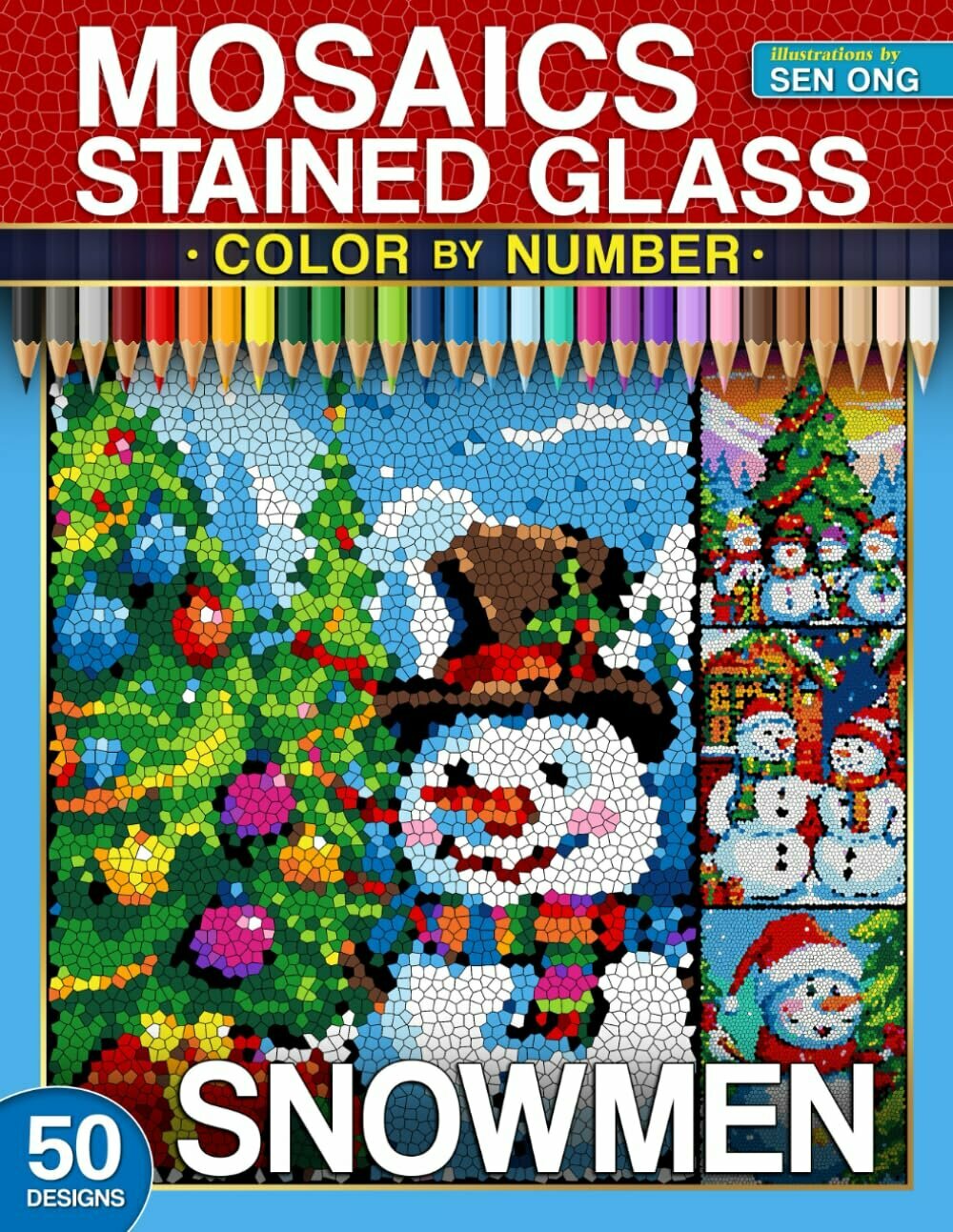 Раскраска по номерам Snowmen Mystery Mosaics 50 Pixel