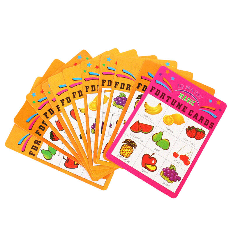 Карты ментализма с предсказаниями фруктов – крупный план фокусов для чтения мыслей, взаимодействия с вечеринками, иллюзионных представлений