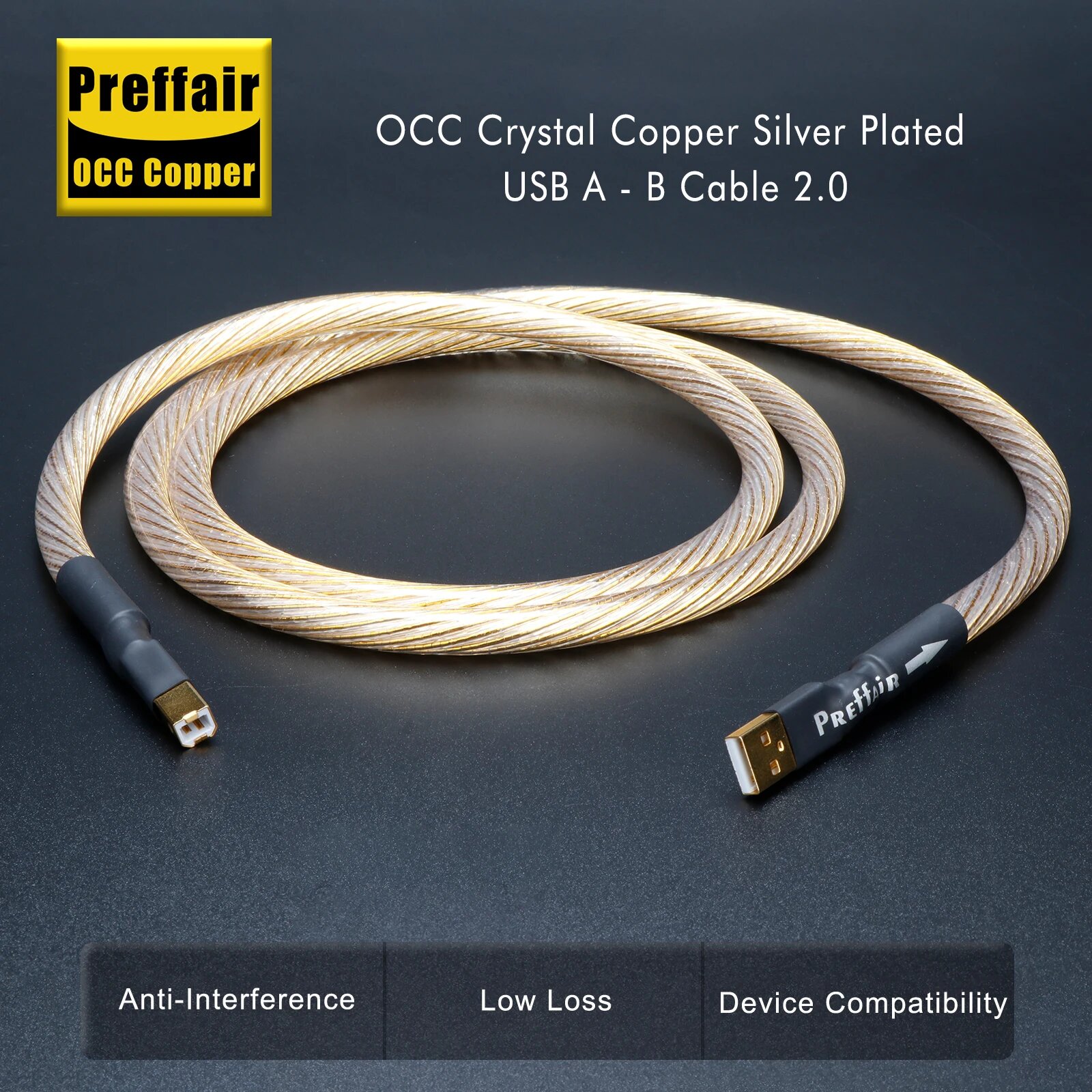 Preffair USB 2.0 OCC медный кабель Type A to Type B 1m