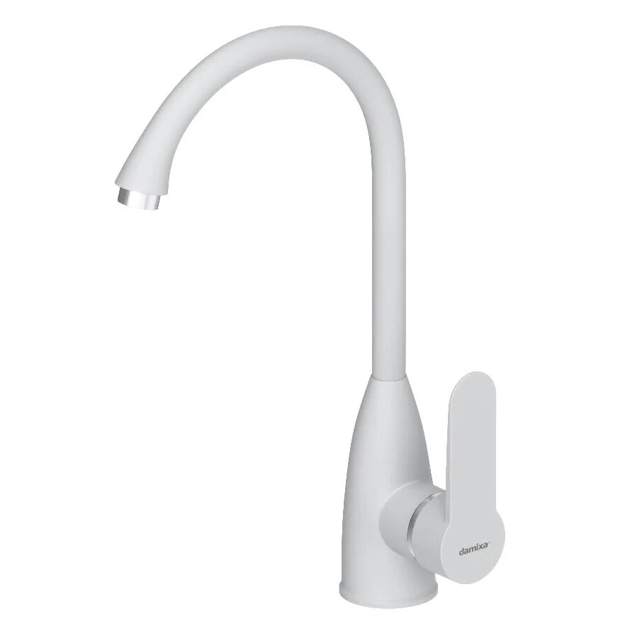 Смеситель для кухни Damixa Neptune DX408000200 с поворотным изливом, белый, матовый, однорычажный, с керамическим картриджем