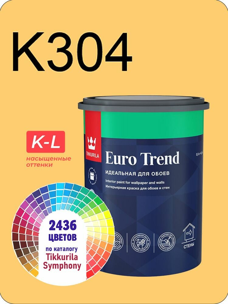 Краска для обоев Tikkurila Euro Trend 0,9л. насыщенные оттенки K304