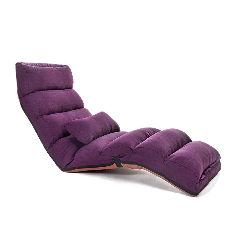 Ленивый диван-татами, складной одинарный маленький диван, стул для гостиной, офиса, Регулируемый шезлонг, кресло с окошком и спинкой, Фиолетовый