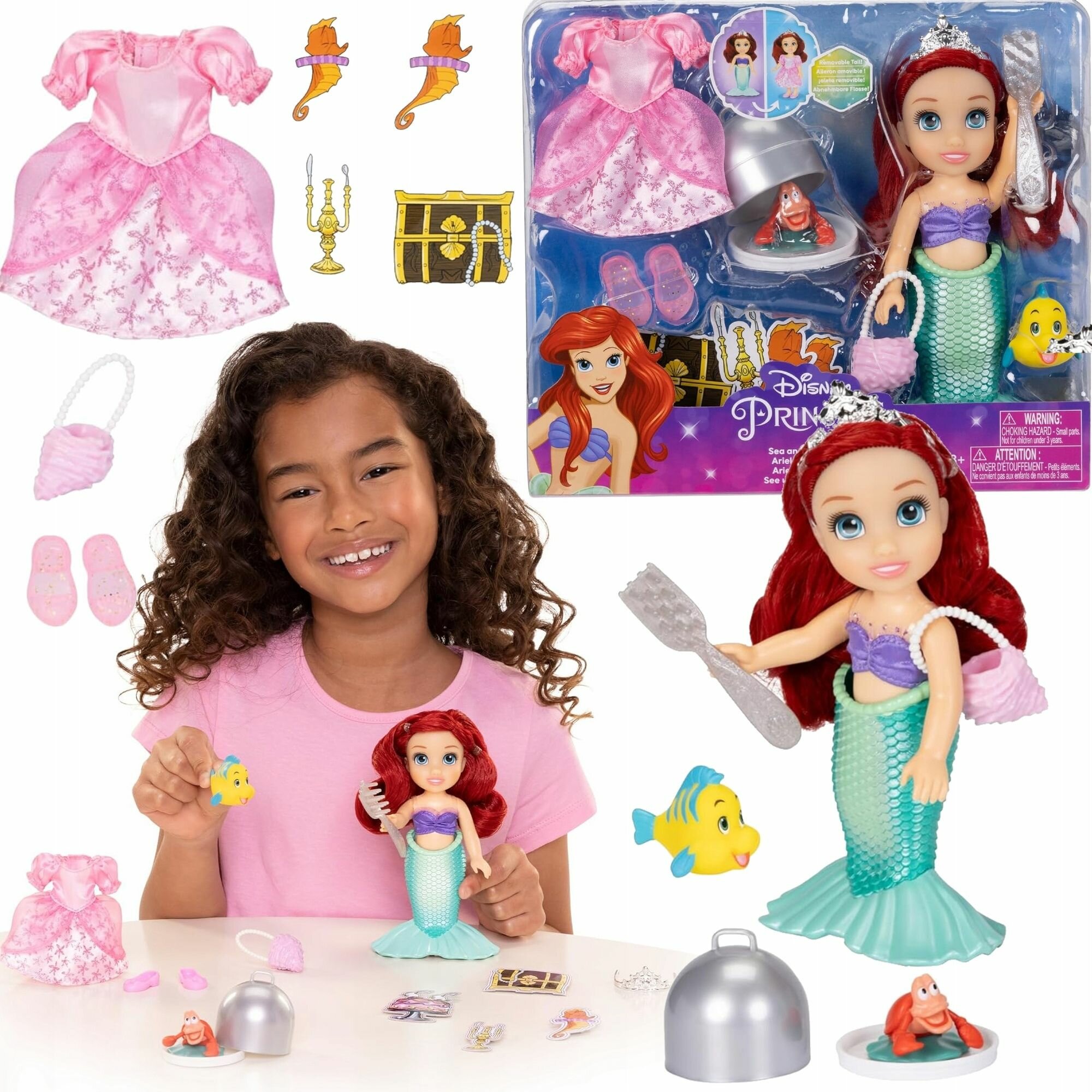 Кукла JAKKS Pacific - Мини-кукла Disney Русалочка Ариэль 16 см + аксессуары - 23380