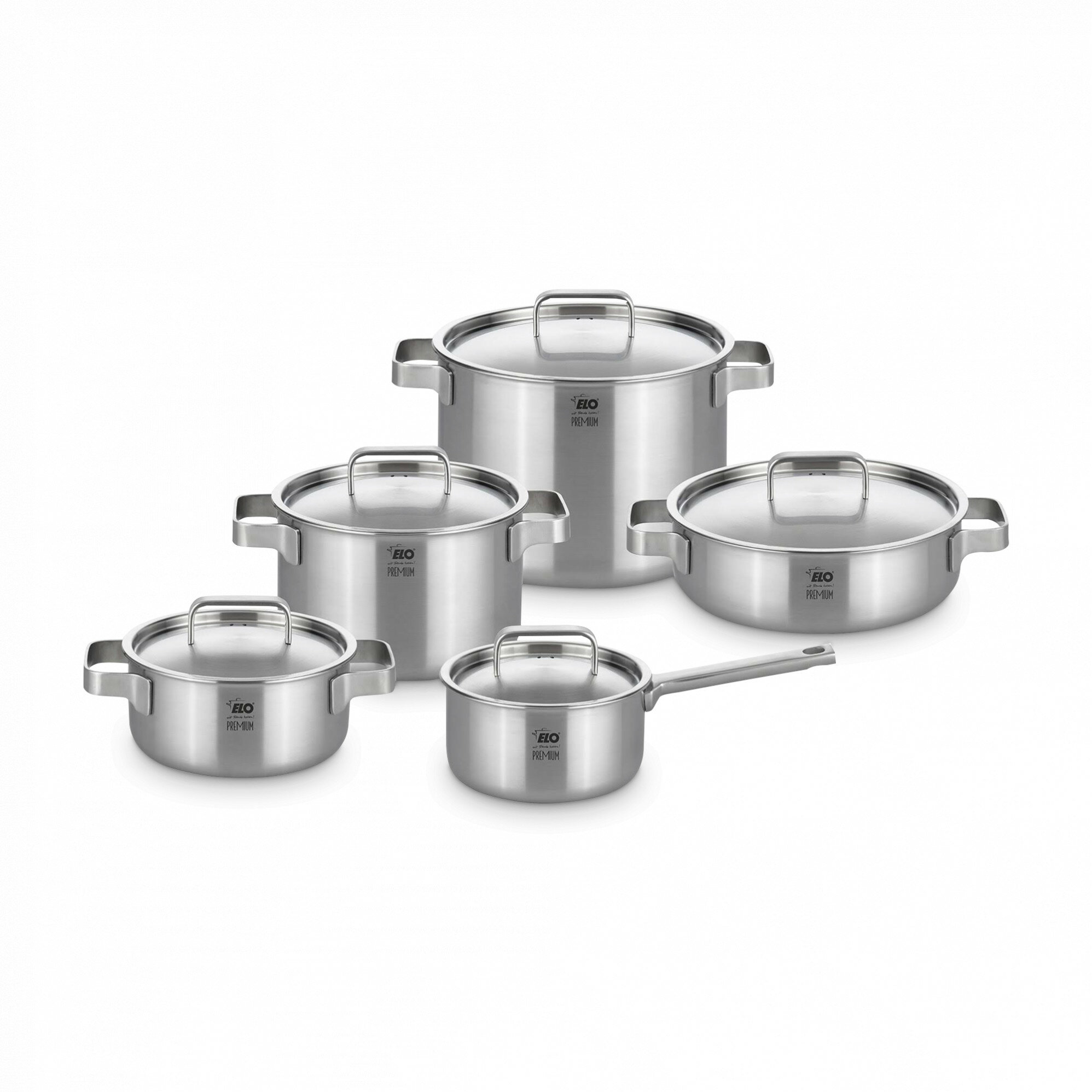 Набор посуды 10 предметов: 3 кастрюли, 1 сотейник, 1 ковшик, 5 крышек 33705 ELO Limited Edition